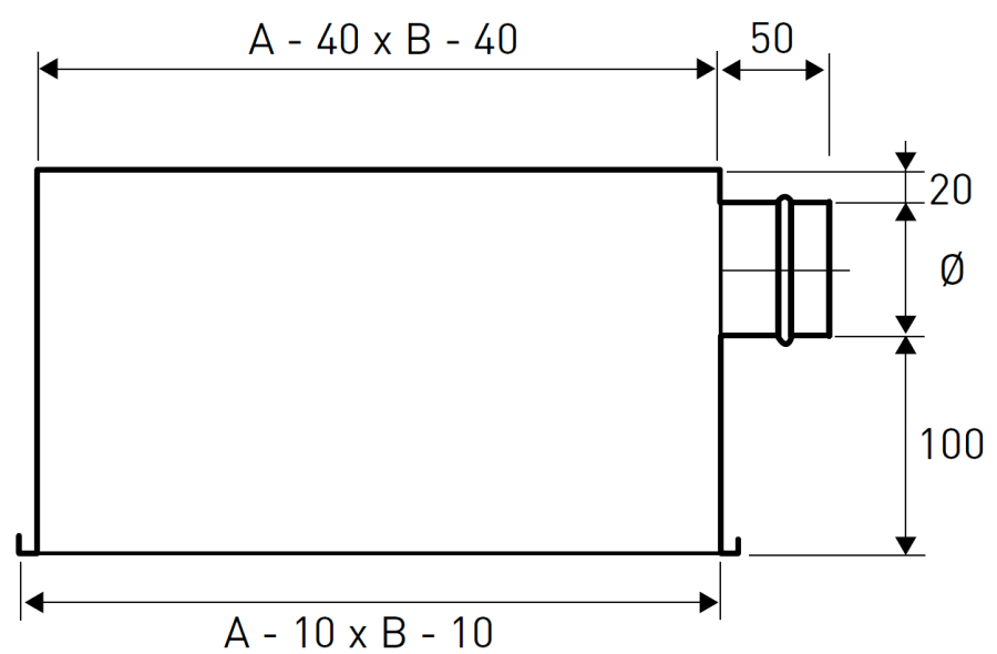KLIMA | Plenum en acier 1 piquage de coté pour diffuseur sur dalle de faux plafond
