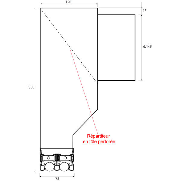 KLIMA | Plenum isolé pour diffuseur linéaire aérodynamique sans cadre